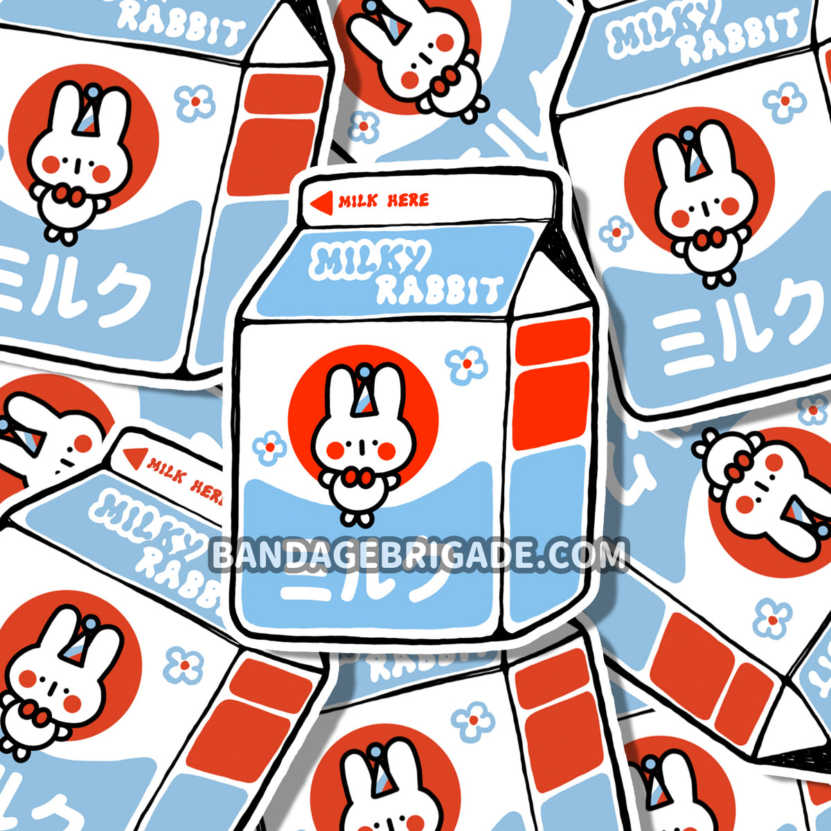 Milky Rabbit Carton Sticker – Bandage Brigade